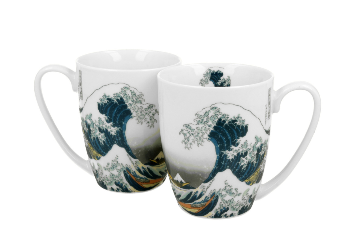 Dwa kubki dla dwojga malarstwo The great wave Hokusai fala Duo Home Sklep - porcelana, herbata i ...